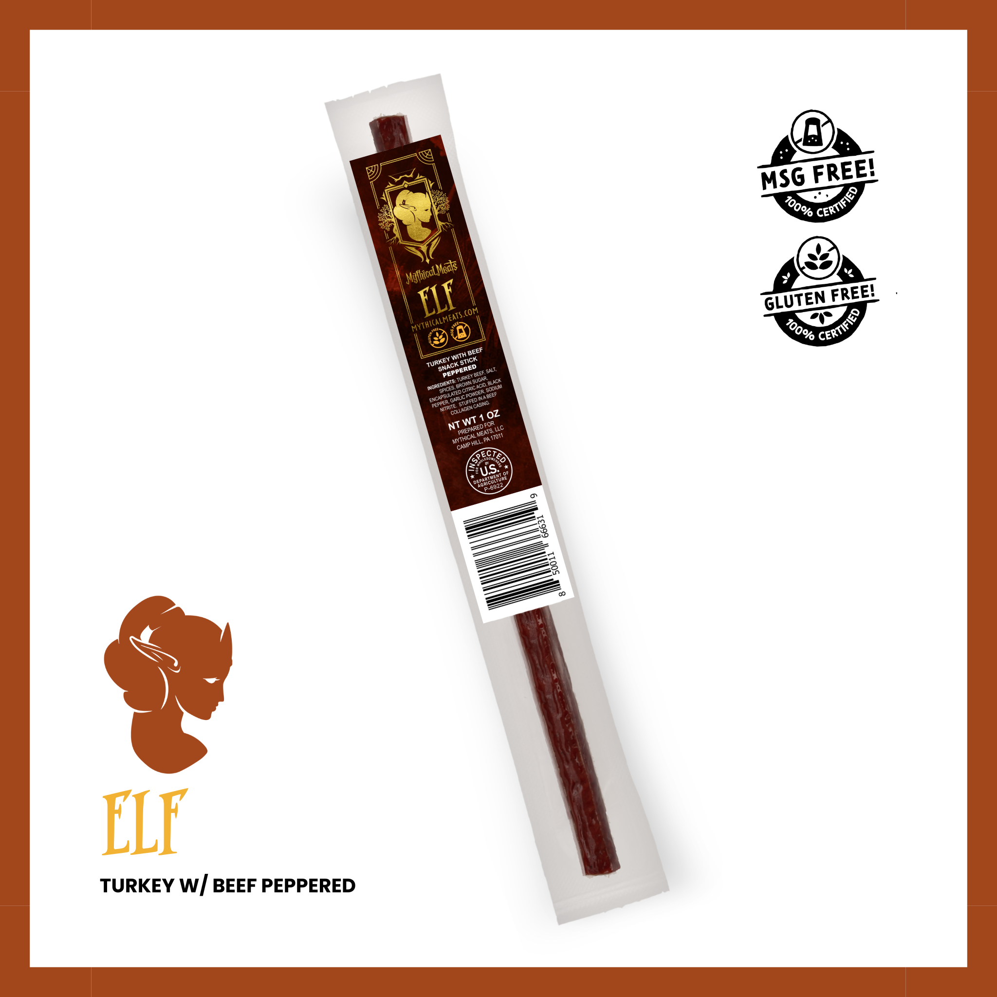 Elf — Peppered Turkey with Beef Stick (12) – Mythical Meats Wholesale
