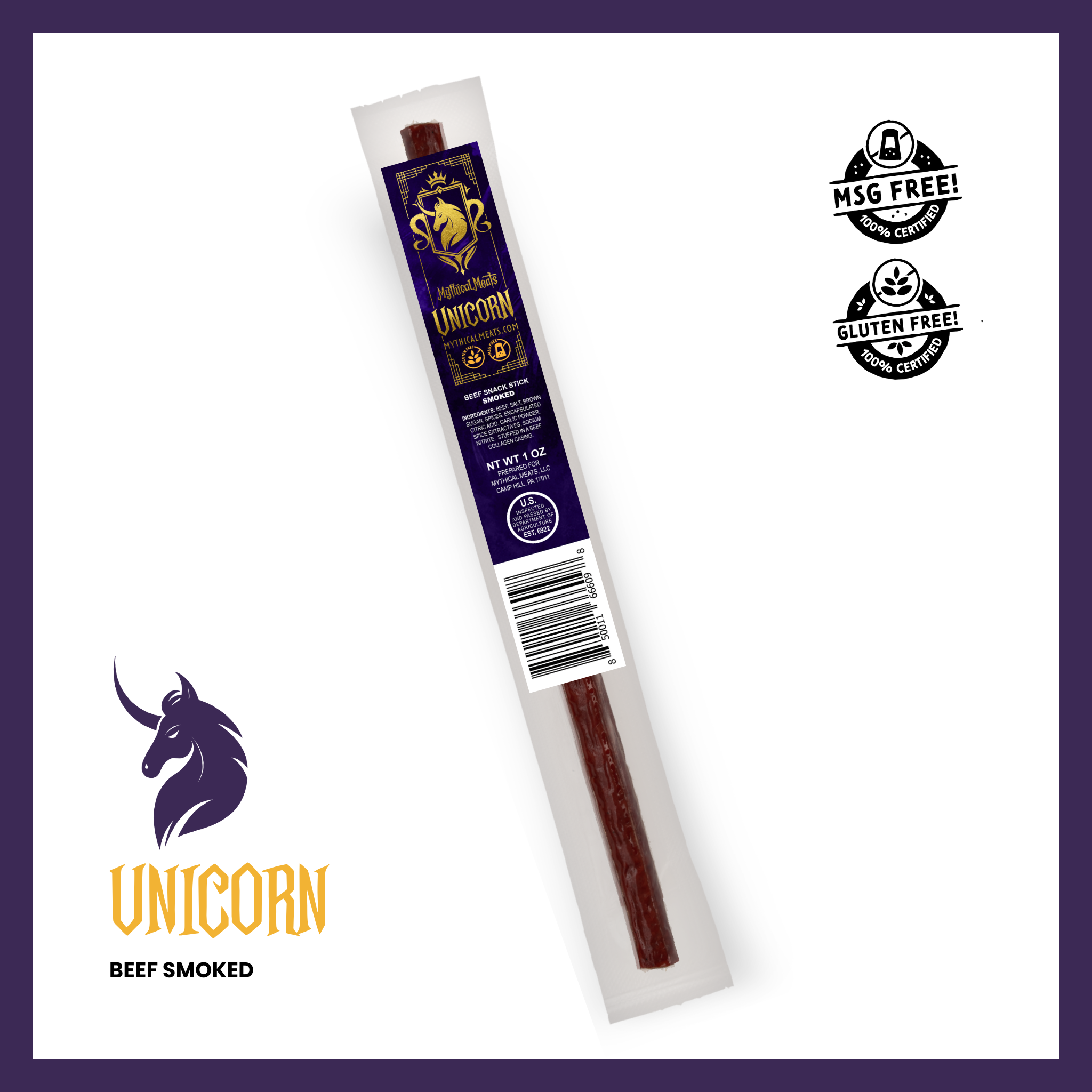 Unicorn — Smoked Beef Stick (24) – Mythical Meats Wholesale