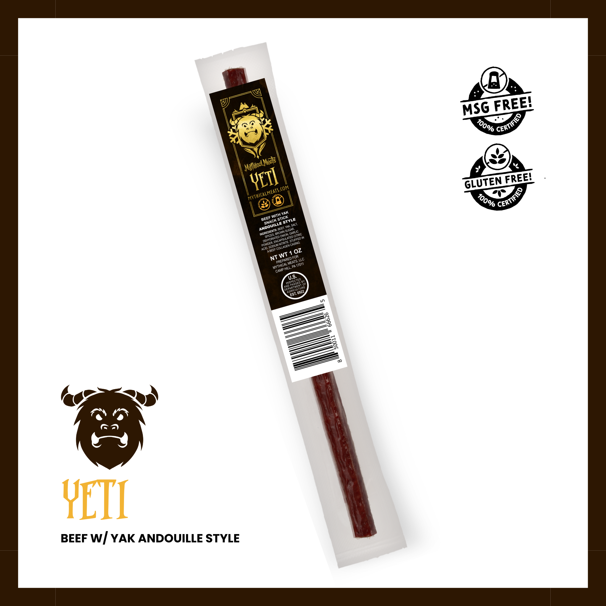 Yeti — Andouille Style Beef with Yak Stick (12) – Mythical Meats B2B